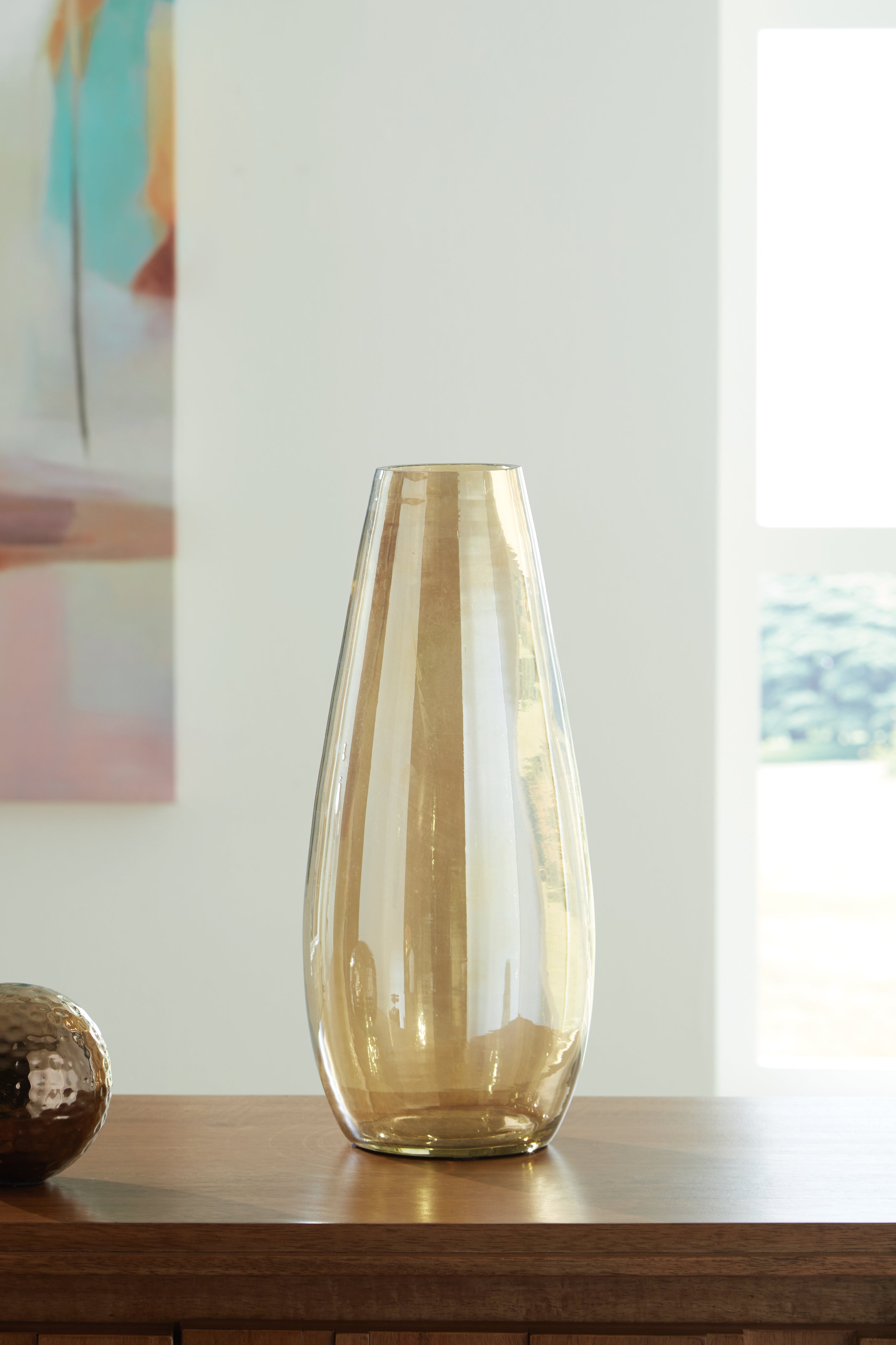 Rhettman Medium Amber Glass Vase | InStyle Furniture