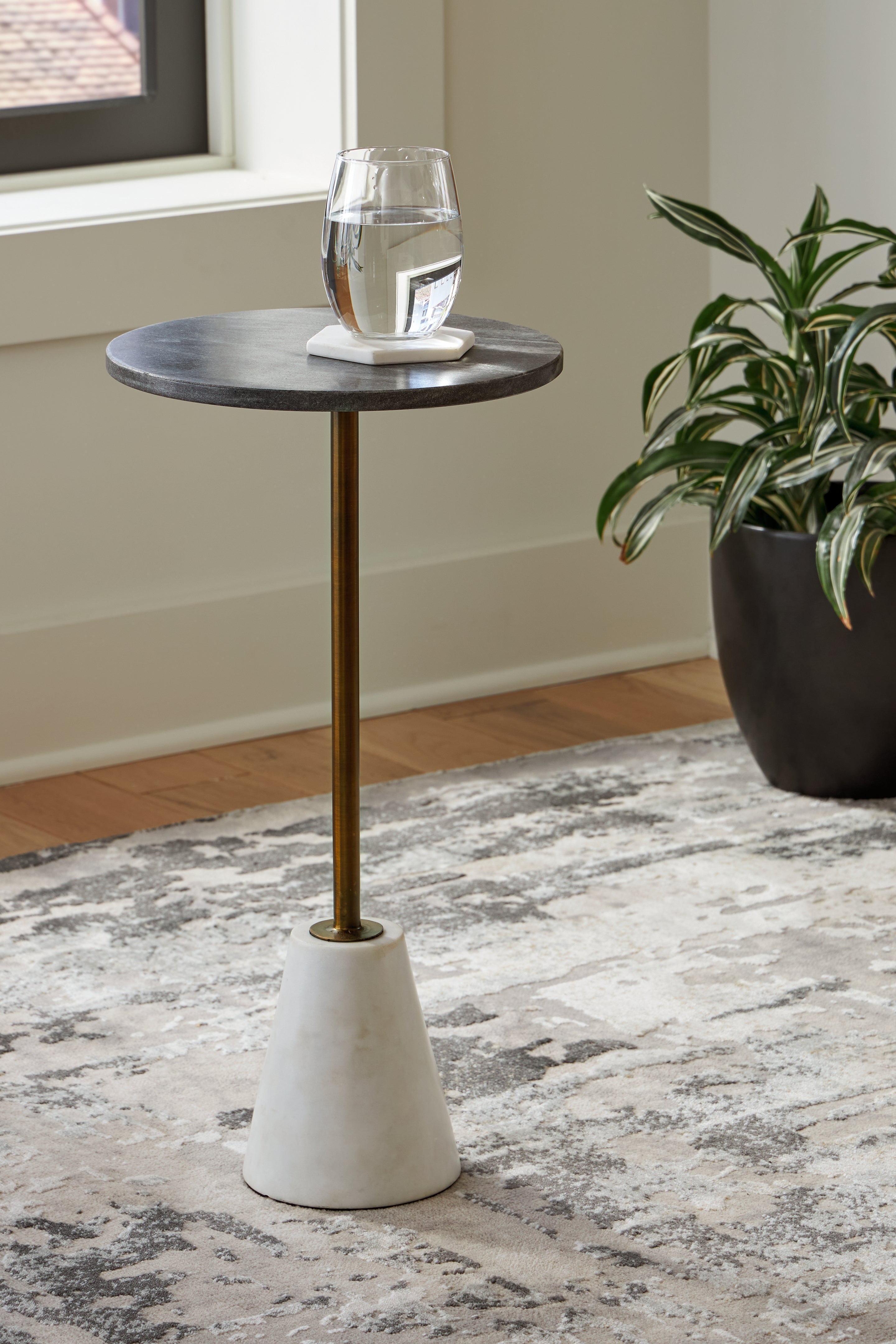 Caramont Metal & Marble Side Table – Black/White/Gold | InStyle Furniture