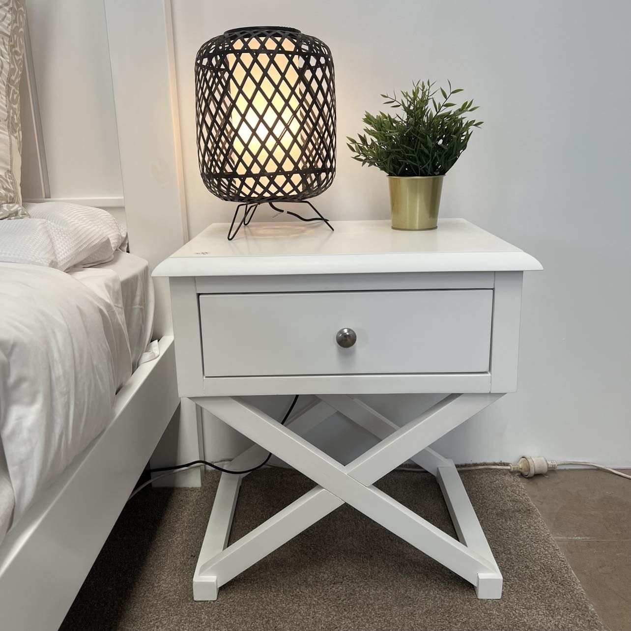 Hampton Bedside or Side Table X-Legs - White – InStyle Furniture