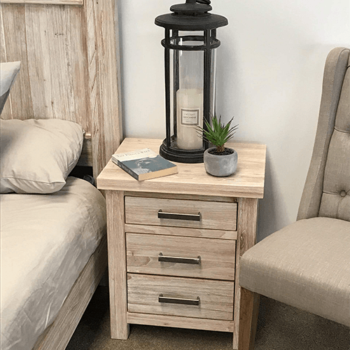 Cancun Coastal Bedside Table - White Wash - InStyle Furniture