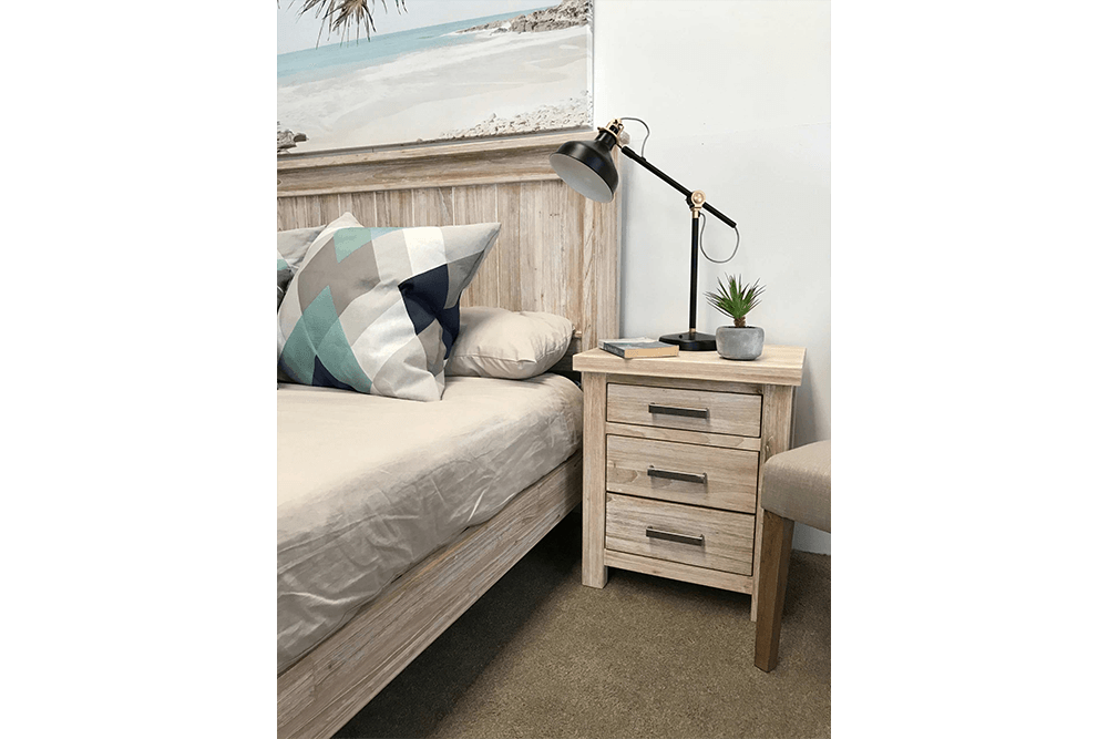 Cancun Coastal Bedside Table - White Wash - InStyle Furniture