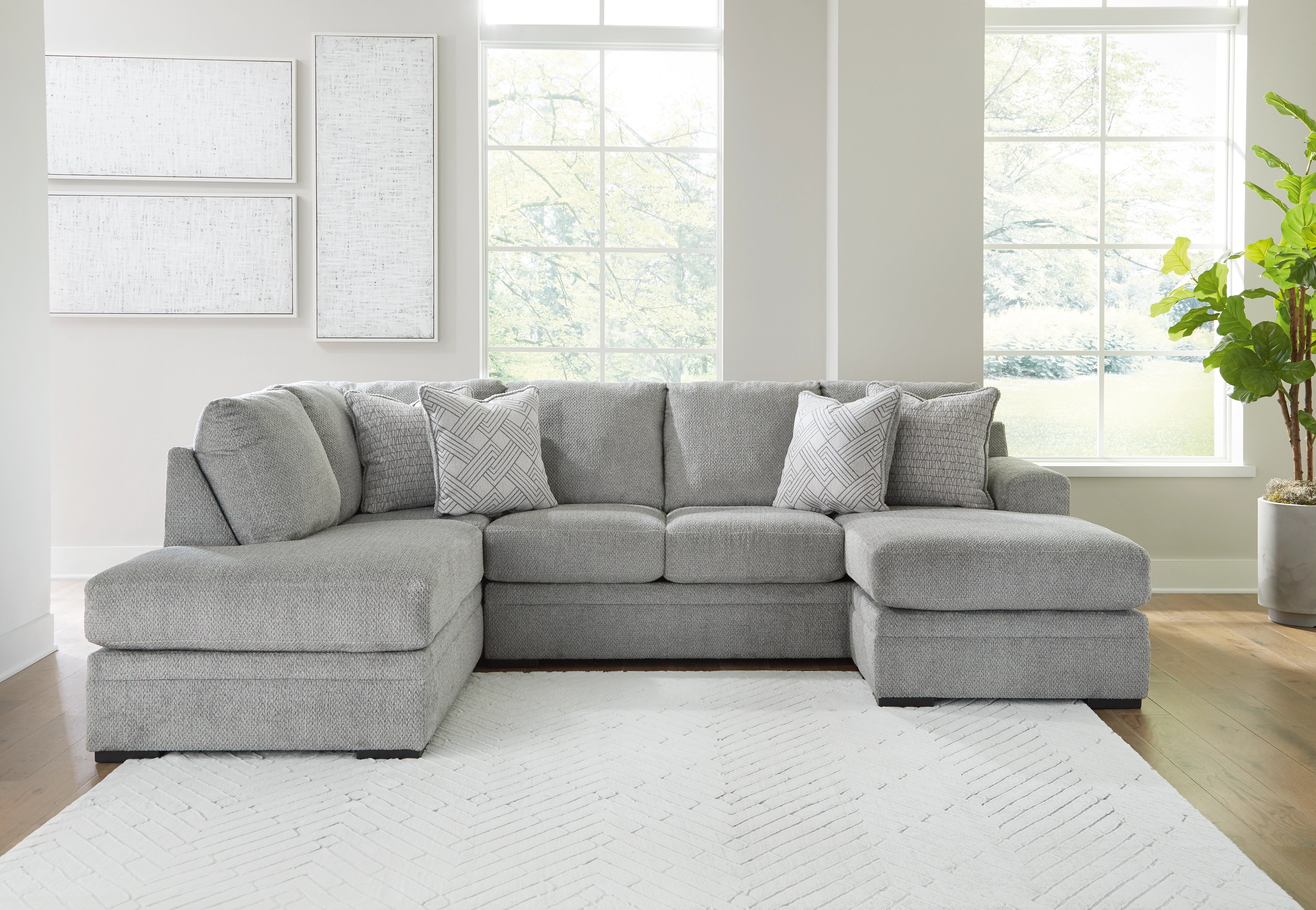 Casselbury Left Arm Facing Corner Chaise Cement Fabric – InStyle Furniture