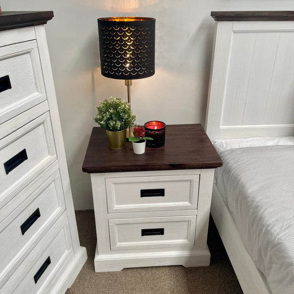 Hampton Coastal Two-Tone Bedside - White & Walnut – InStyle Furniture