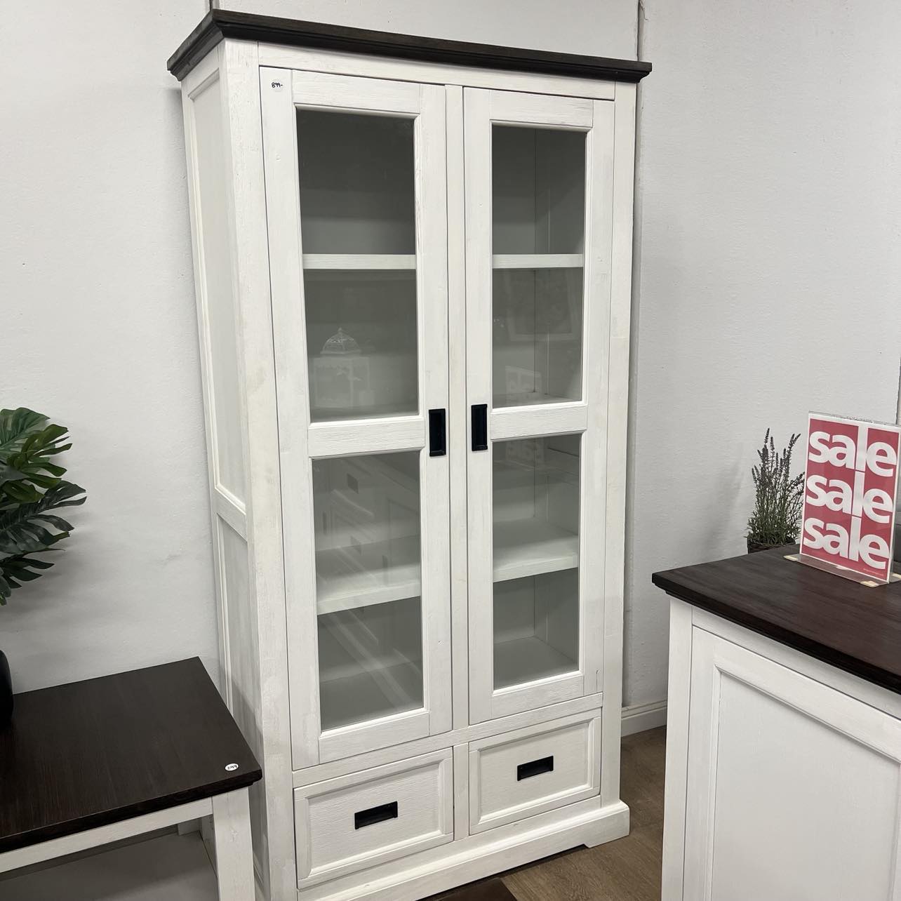 Hampton Coastal Two-Tone Display Cabinet - White & Walnut – InStyle ...