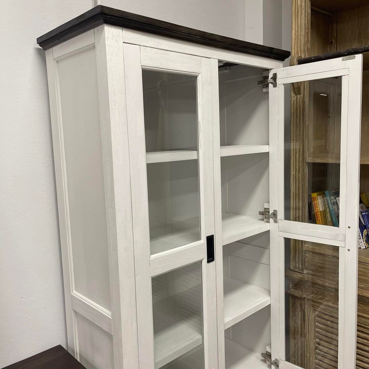Hampton Coastal Two-Tone Display Cabinet - White & Walnut – InStyle ...
