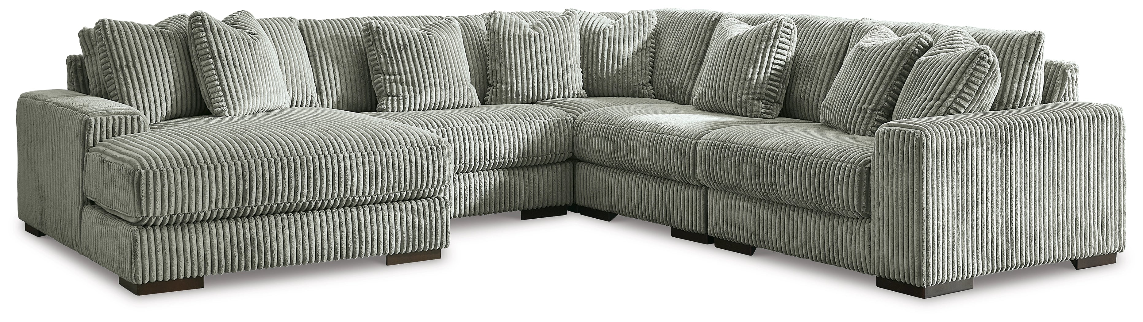 Lindyn 6 Seater Sectional with Left Hand Facing Chaise Fog Fabric ...