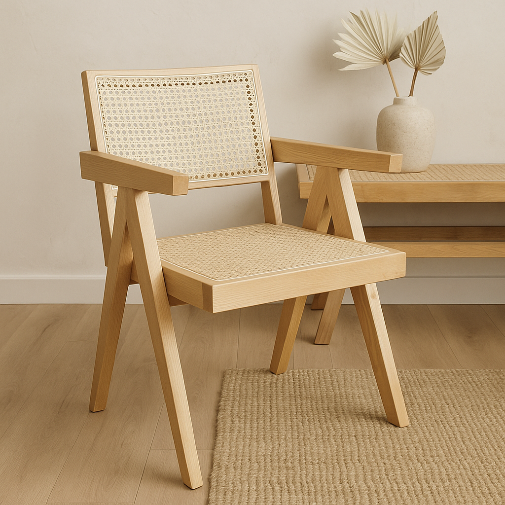 Natural Elmwood Portland Armchair with Rattan Seat & Back – InStyle ...