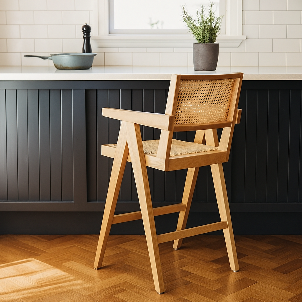 Portland Bar Stool – Natural Elmwood Frame with Rattan Seat – InStyle ...