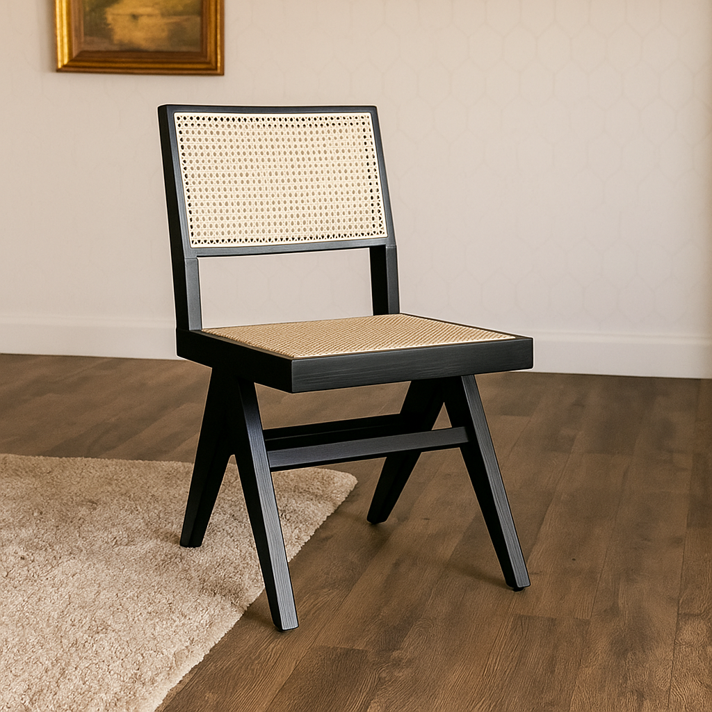 Portland Dining Chair – Black Rattan & Elmwood | InStyle Furniture