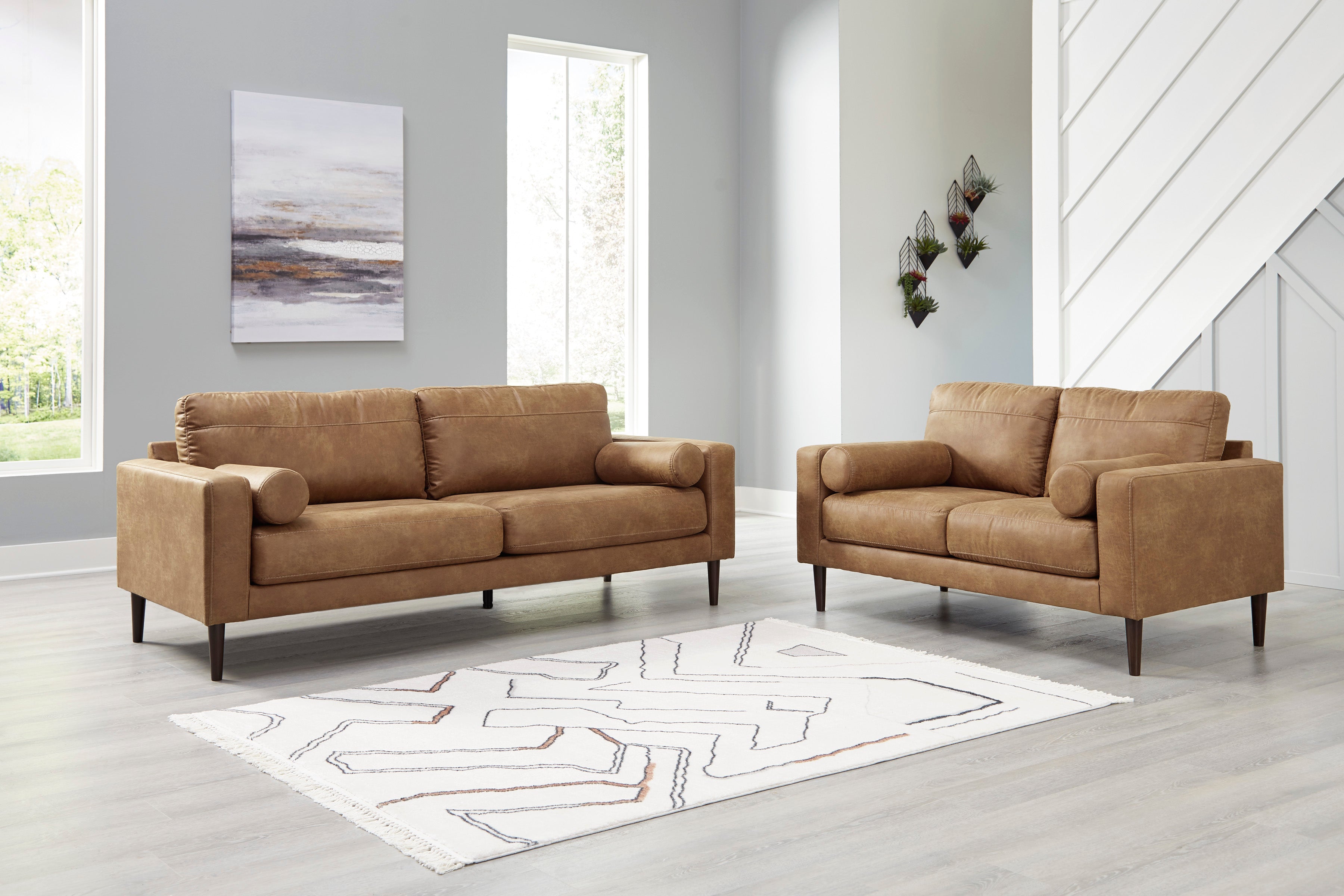 Telora Caramel Living Room Set – Loveseat & 3-Seater Sofa – InStyle ...