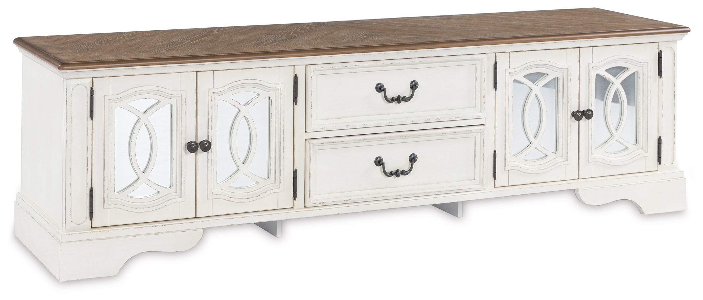 Realyn Extra Large Low TV Stand – Two-Tone | InStyle Furniture